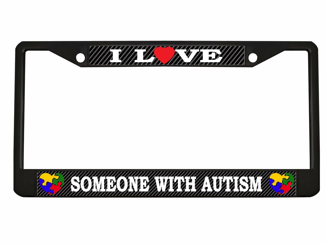 I Love Someone With Autism License Plate Frame Colorful Puzzle Car Tag ...