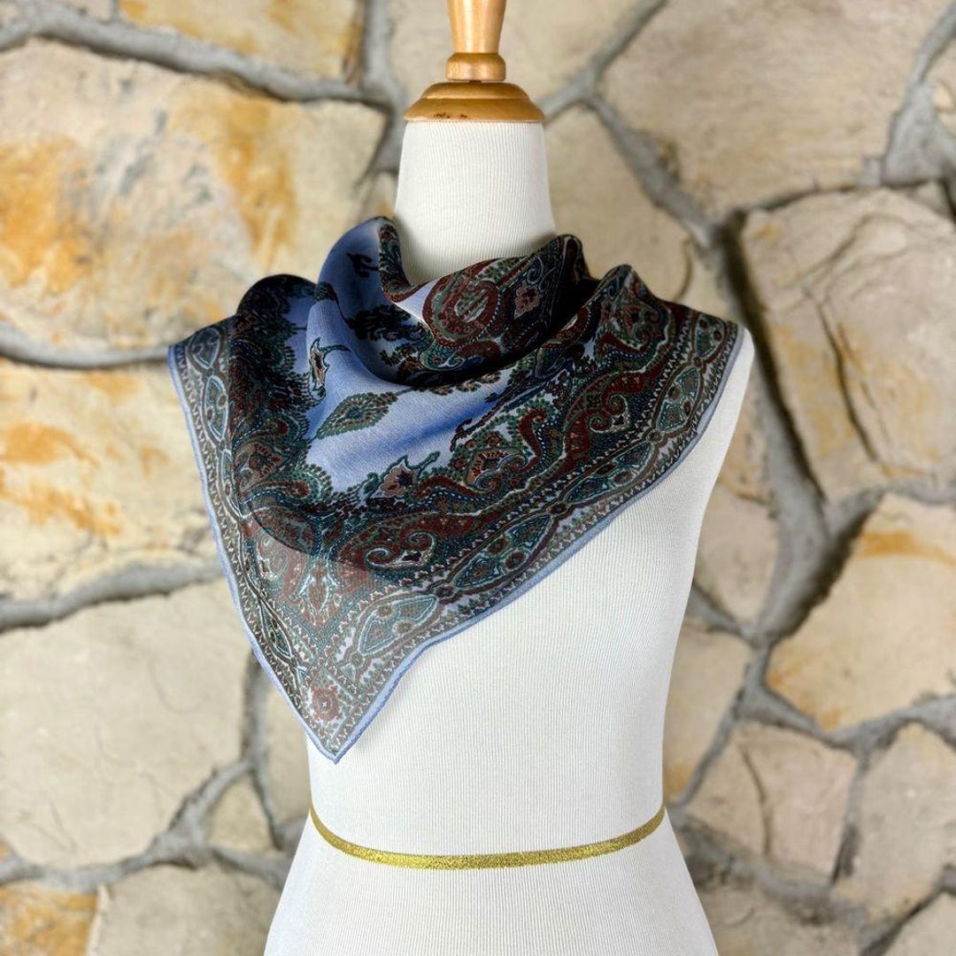 Ralph Lauren Collection Purple Label Silk Scarf Periwinkle Blue Paisley ...