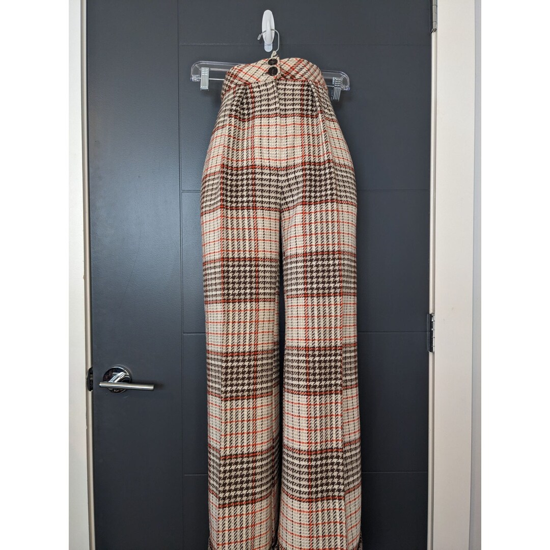 Vintage 1970's Bobbie Brooks Plaid Bell Bottom Pants W/ Black ILGWU ...