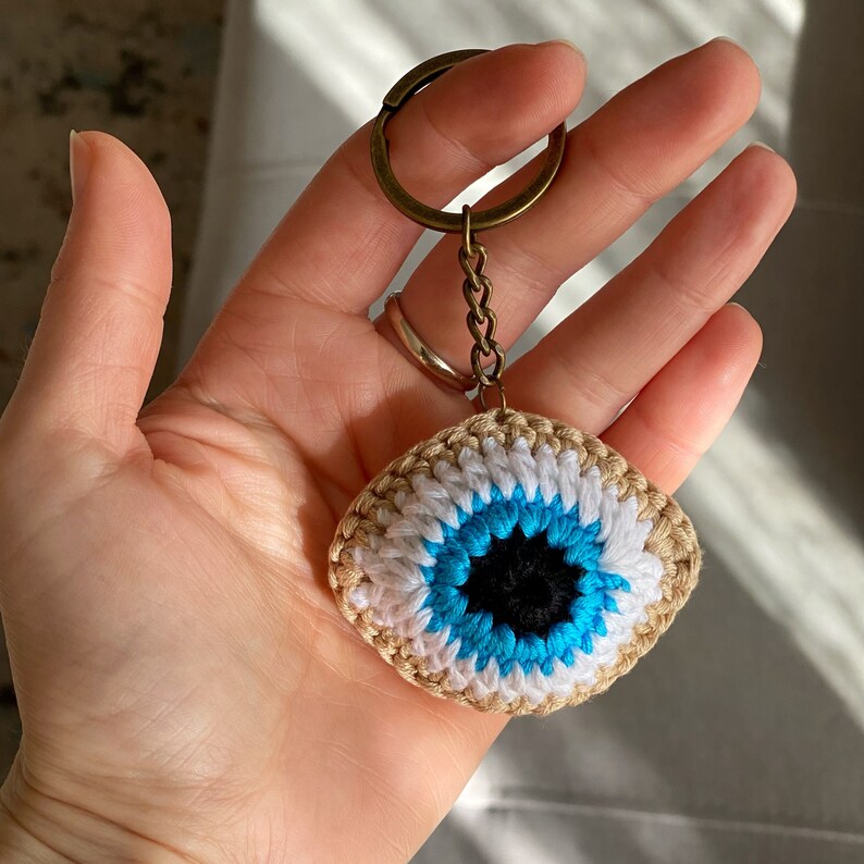 Evil Eye Keychain Crochet Pattern, Crochet Keyring Pdf Pattern, Crochet ...