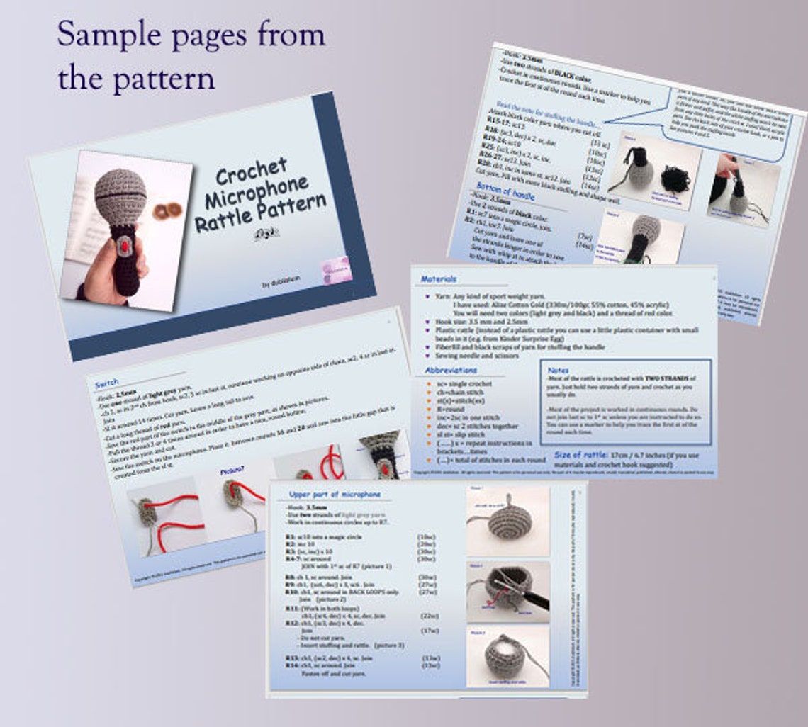 Microphone Rattle Crochet Pattern, Crochet Rattle Pattern, Amigurumi ...