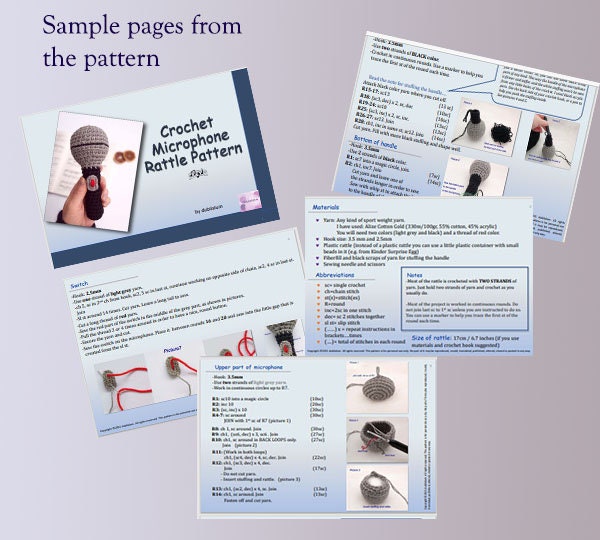 Microphone Rattle Crochet Pattern, Crochet Rattle Pattern, Amigurumi ...