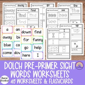 Dolch Pre-primer Sight Words Worksheets, Preschool Sight Word ...