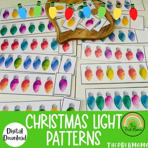 Christmas Light Patterns, Preschool Printable, Preschool Activity ...
