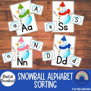 Snowball Letter Sort, Winter Preschool Printable, Winter Activity ...