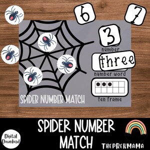 Halloween Spider Number Match, Halloween Preschool Printable ...