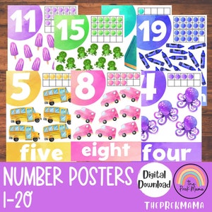 Number Posters Math Activity Preschool Printable Preschool - Etsy