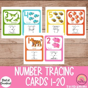Number Tracing Cards 1-20 Classroom Décor Preschool Math - Etsy