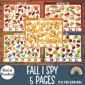 Fall I Spy, Preschool Game, Fall Autumn Preschool Printable, Homeschool ...