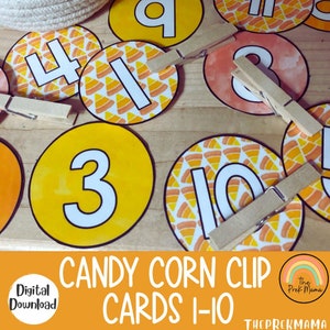 Candy Corn Clip Cards, Preschool Printable, Preschool Math, Preschool ...