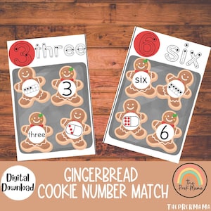 Gingerbread Number Match, Christmas Math, Christmas Preschool Printable ...