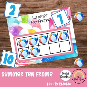 Summer Ten Frame Numbers 1-10 Count and Match Montessori | Etsy