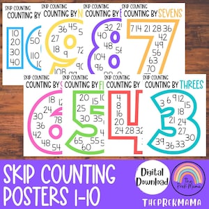 Skip Counting Posters Math Activity Preschool Printable - Etsy
