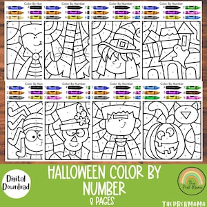 Halloween Color by Number, Halloween Preschool Printable, Homeschool ...