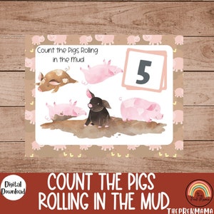 FARM Count the Pigs Rolling in the Mud, Montessori Materials, Preschool ...