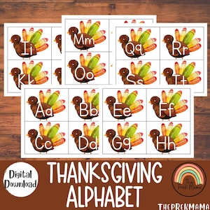 Thanksgiving Alphabet, Preschool Printable, Montessori Materials ...