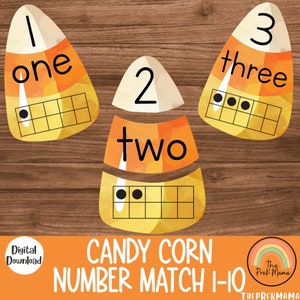 Halloween Candy Corn Number Match Halloween Preschool - Etsy