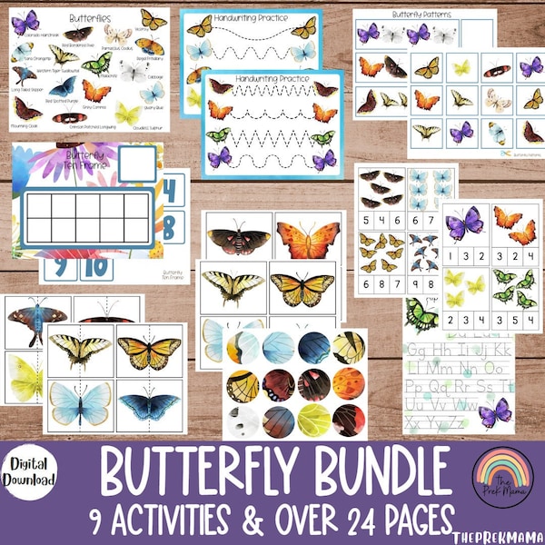Preschool Butterfly Worksheets - Etsy