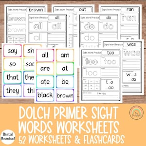 Dolch Primer Sight Words Worksheets, Kindergarten Sight Word Worksheets ...