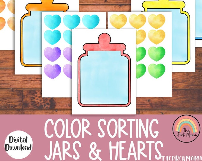 Valentine Hearts Colour and Size Sorting Toddler Preschool Activity ...