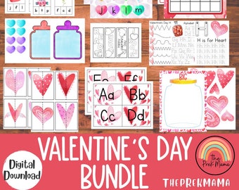 Printable Valentine's Day Preschool Activity Bundle - Etsy