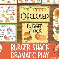 Burger Shop Dramatic Play Printables, Kids Pretend Play, Hamburger ...