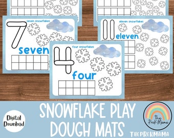 Snowflake Play Dough Mats, Winter Printable, Play Doh Mats, Toddler ...