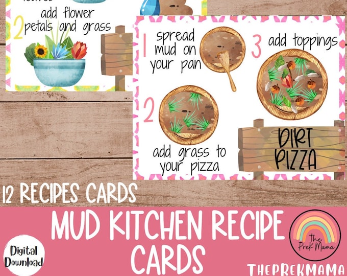 Instant Download - Mud Kitchen Recipe Cards, Montessori Materials ...