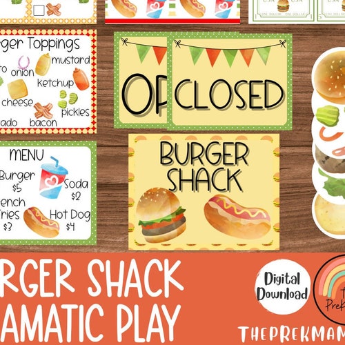 Hamburger Shack Dramatic Play Pretend Play Classroom - Etsy