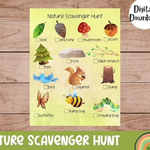 Printable Spring Nature Scavenger Hunt Game Activity Sheet for | Etsy