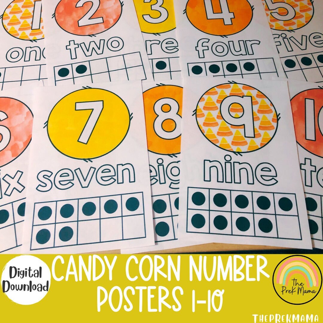 Candy Corn Number Posters, Preschool Printable, Preschool Math ...