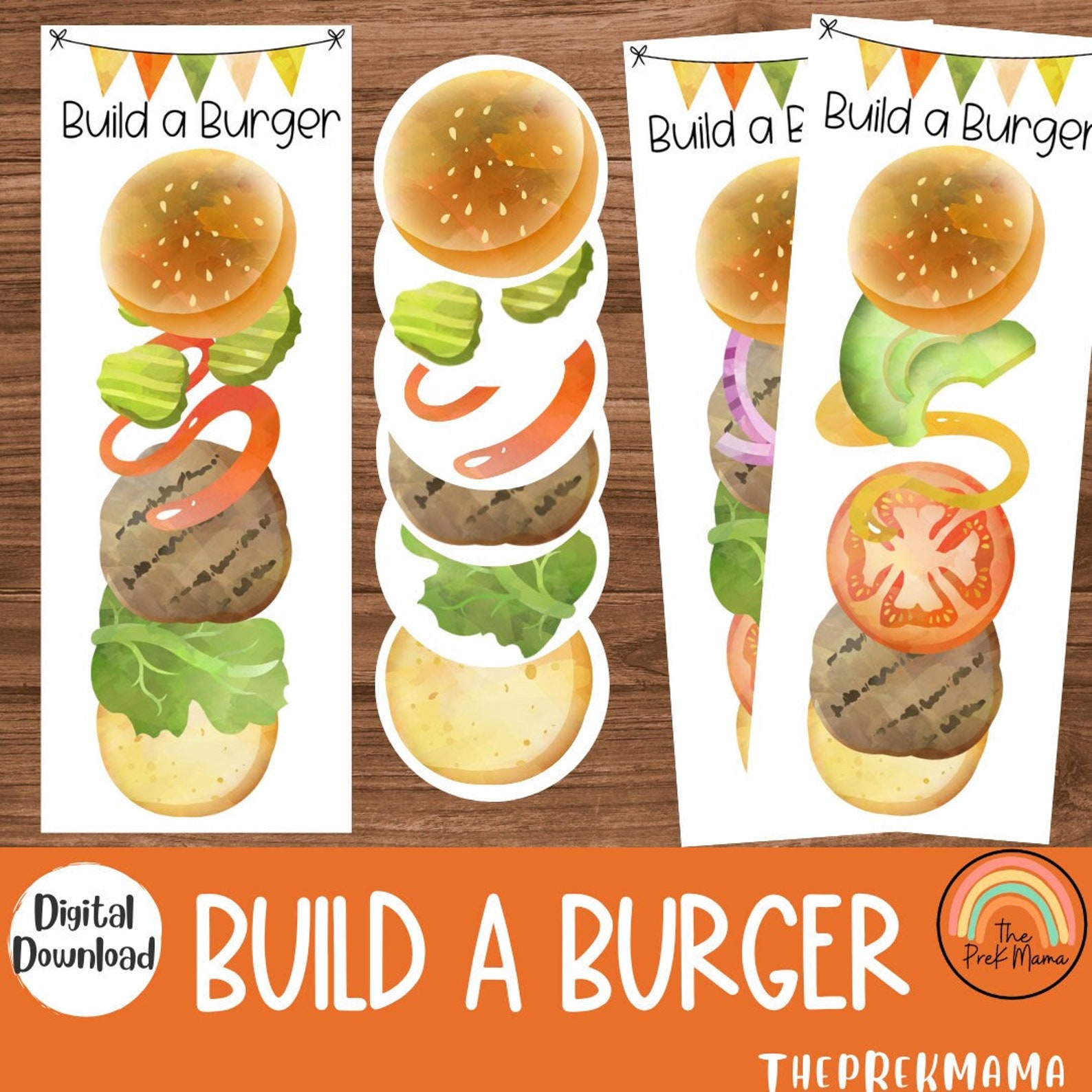 Build A Burger, Pretend Play, Preschool Printable, Busy Book ...