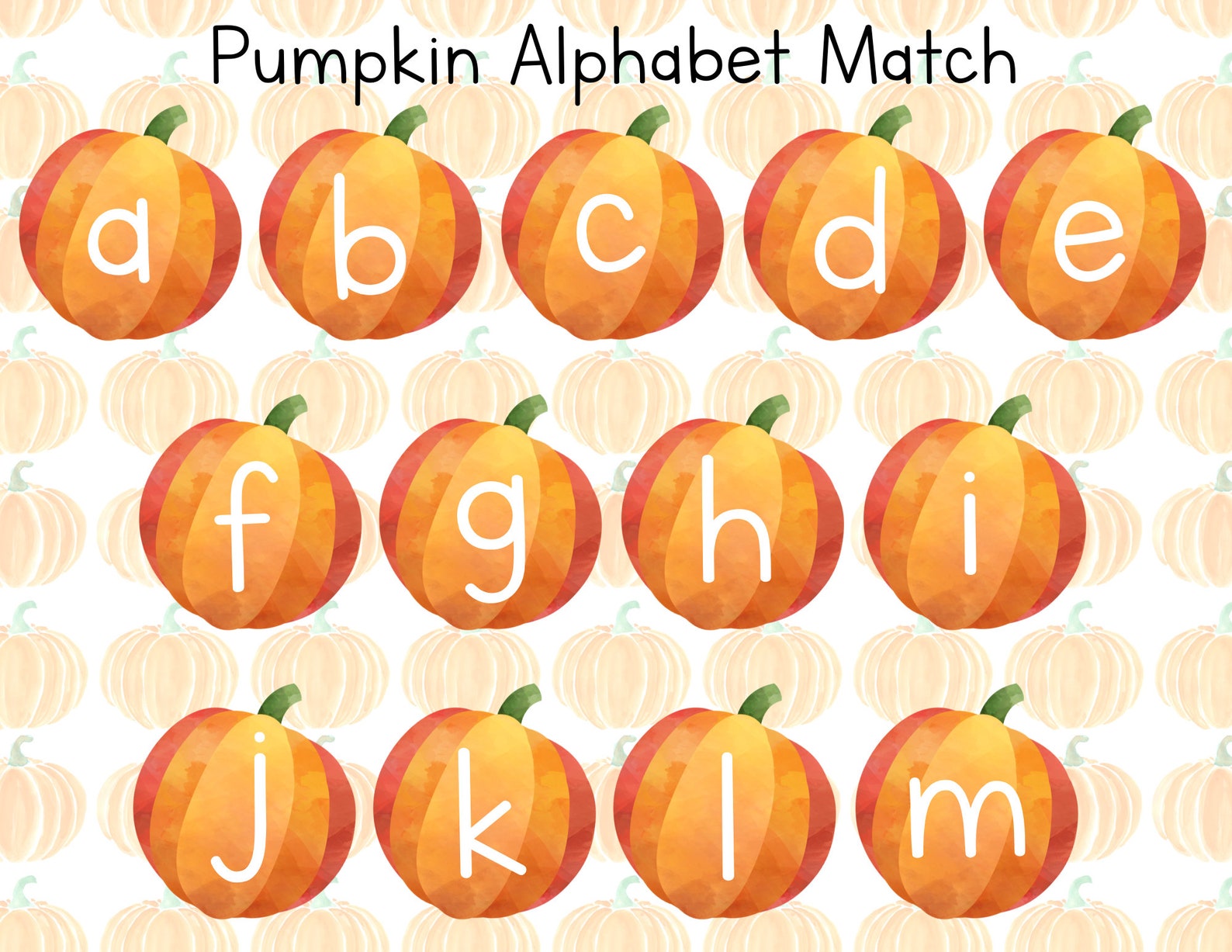 Pumpkin Alphabet Match Montessori Materials Homeschool - Etsy