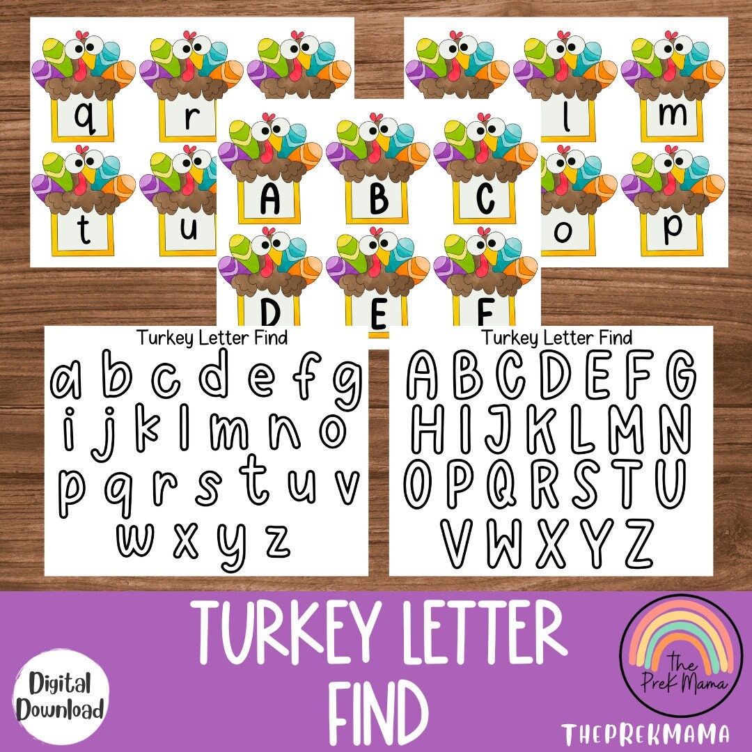 Turkey Letter Find, Fall Activity for Kids, Toddler Activity ...