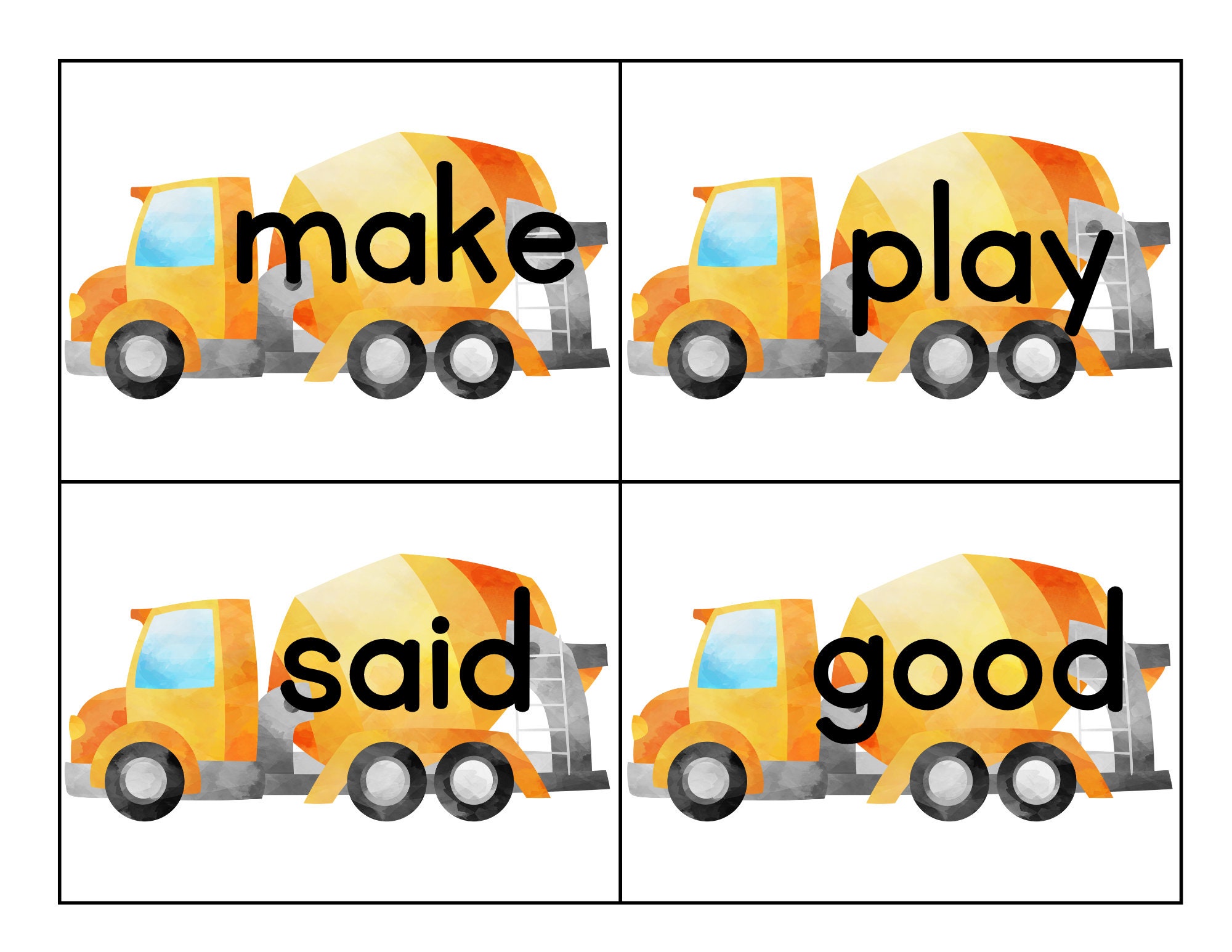Construction Sight Words Preschool Worksheets Preschool - Etsy