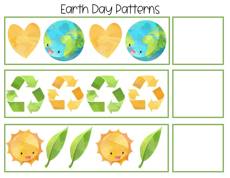 Earth Day Patterns, Preschool Worksheet, Preschool Printable ...