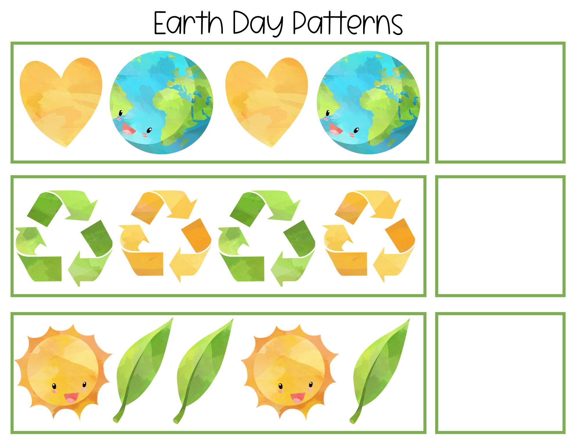 Earth Day Patterns, Preschool Worksheet, Preschool Printable ...