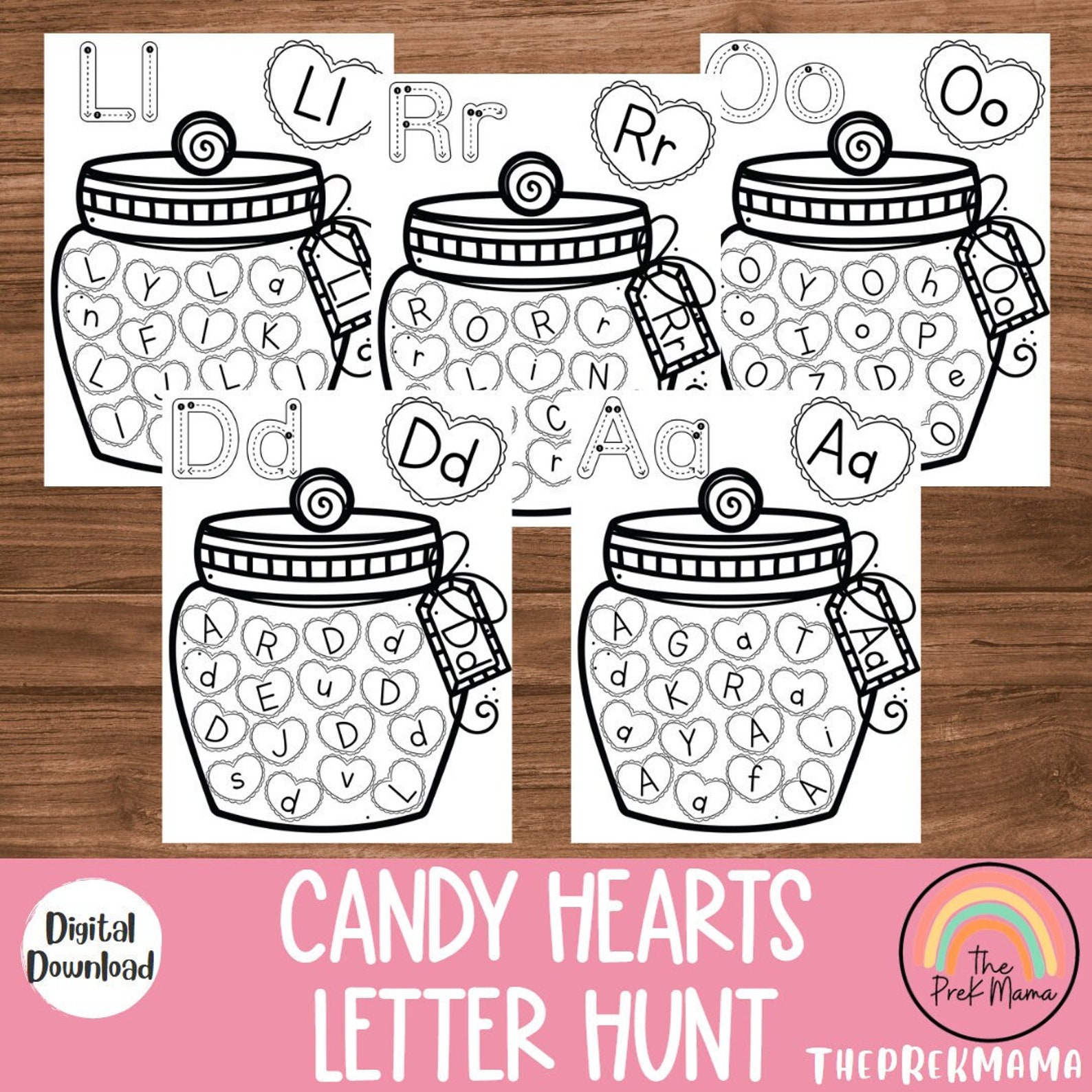 Candy Hearts Letter Hunt, Preschool Curriculum, Toddler Printable ...