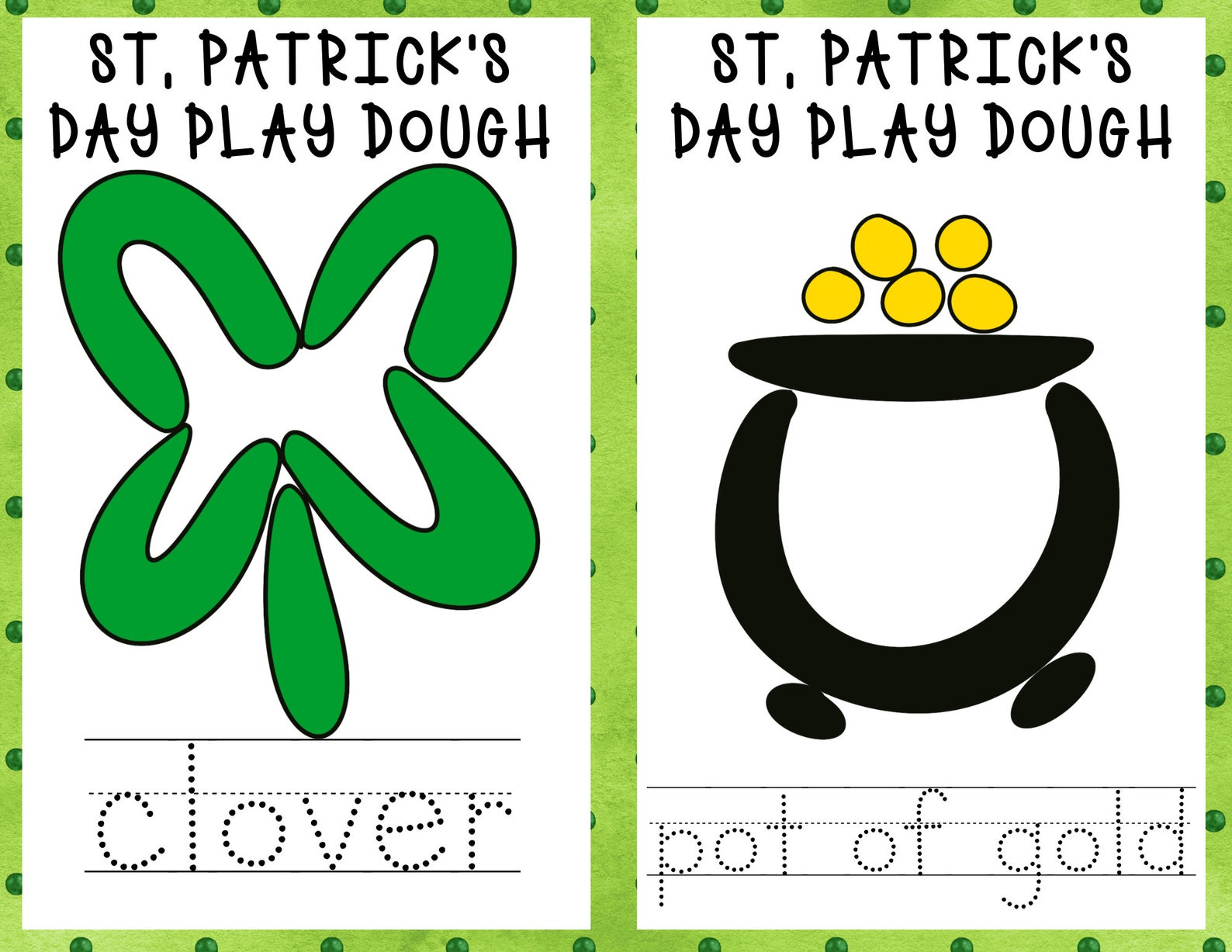 St. Patrick's Day Play Dough Activities, Play Dough Mats, St. Patrick's ...
