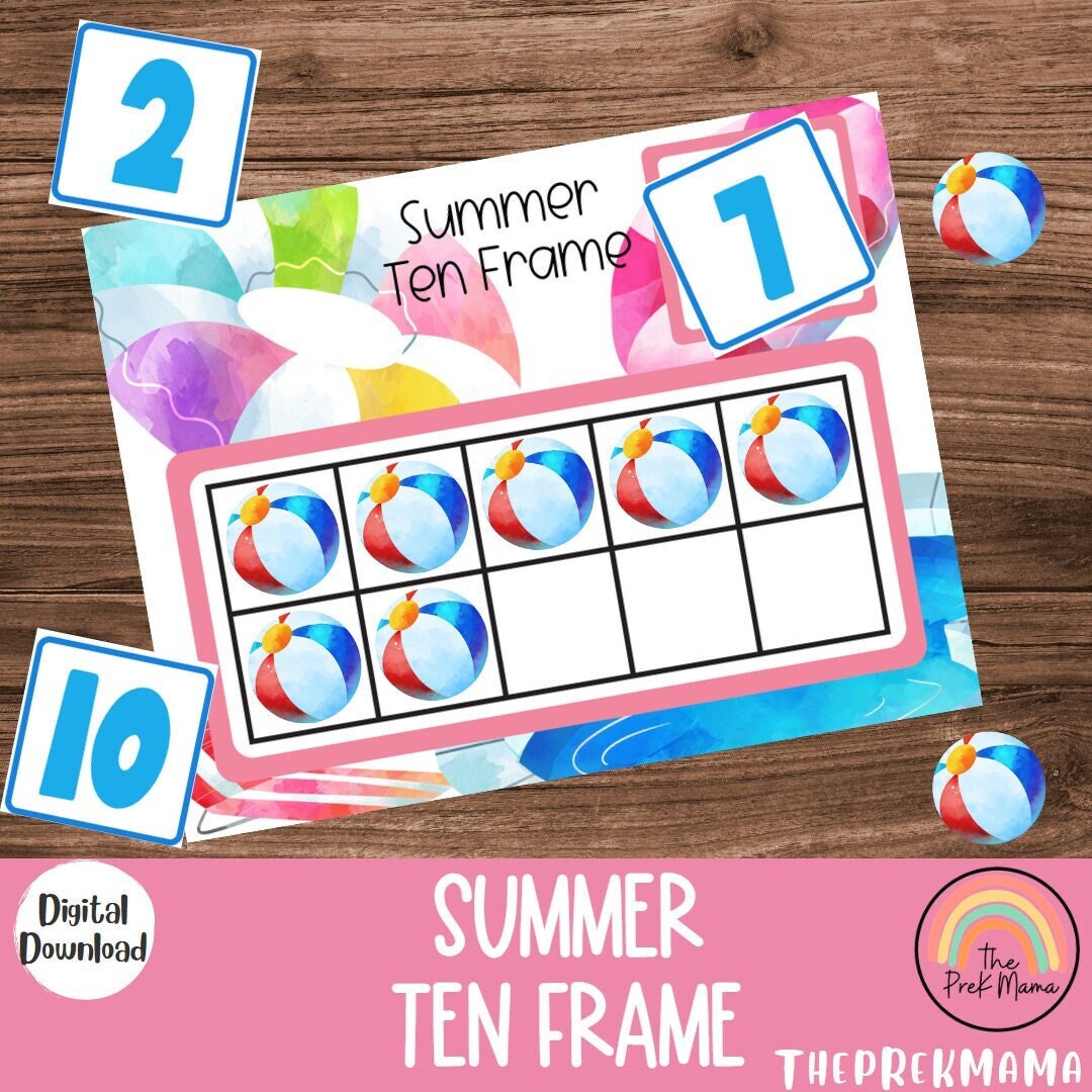 Summer Ten Frame Numbers 1-10 Count and Match Montessori - Etsy