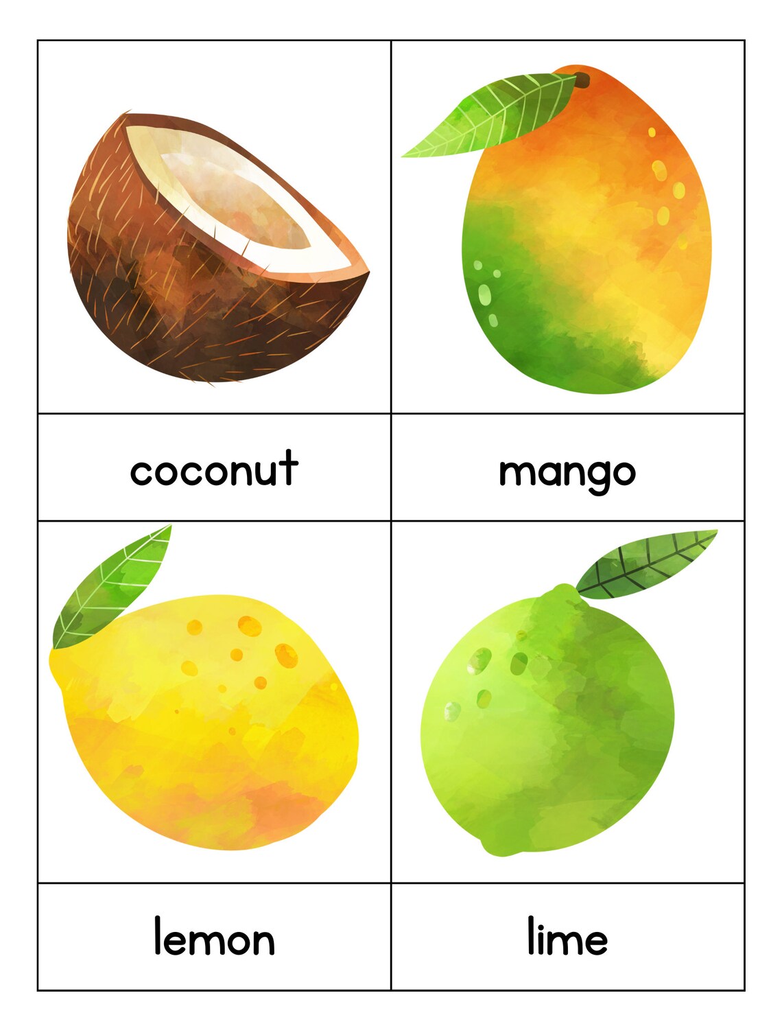 Montessori 3 Part Fruit Cards Preschool Printable - Etsy