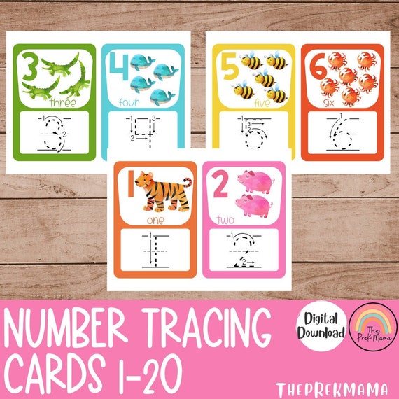 Number Tracing Cards 1-20 Classroom Décor Preschool Math - Etsy