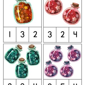Potion Count and Clip Cards, Preschool Printable, Preschool Math ...