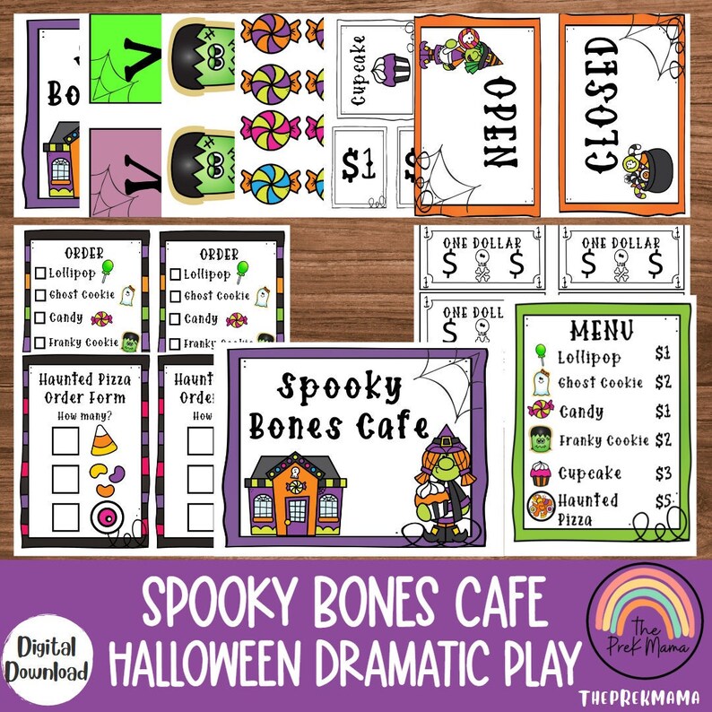 Spooky Bones Café Halloween Dramatic Play Halloween Pretend - Etsy