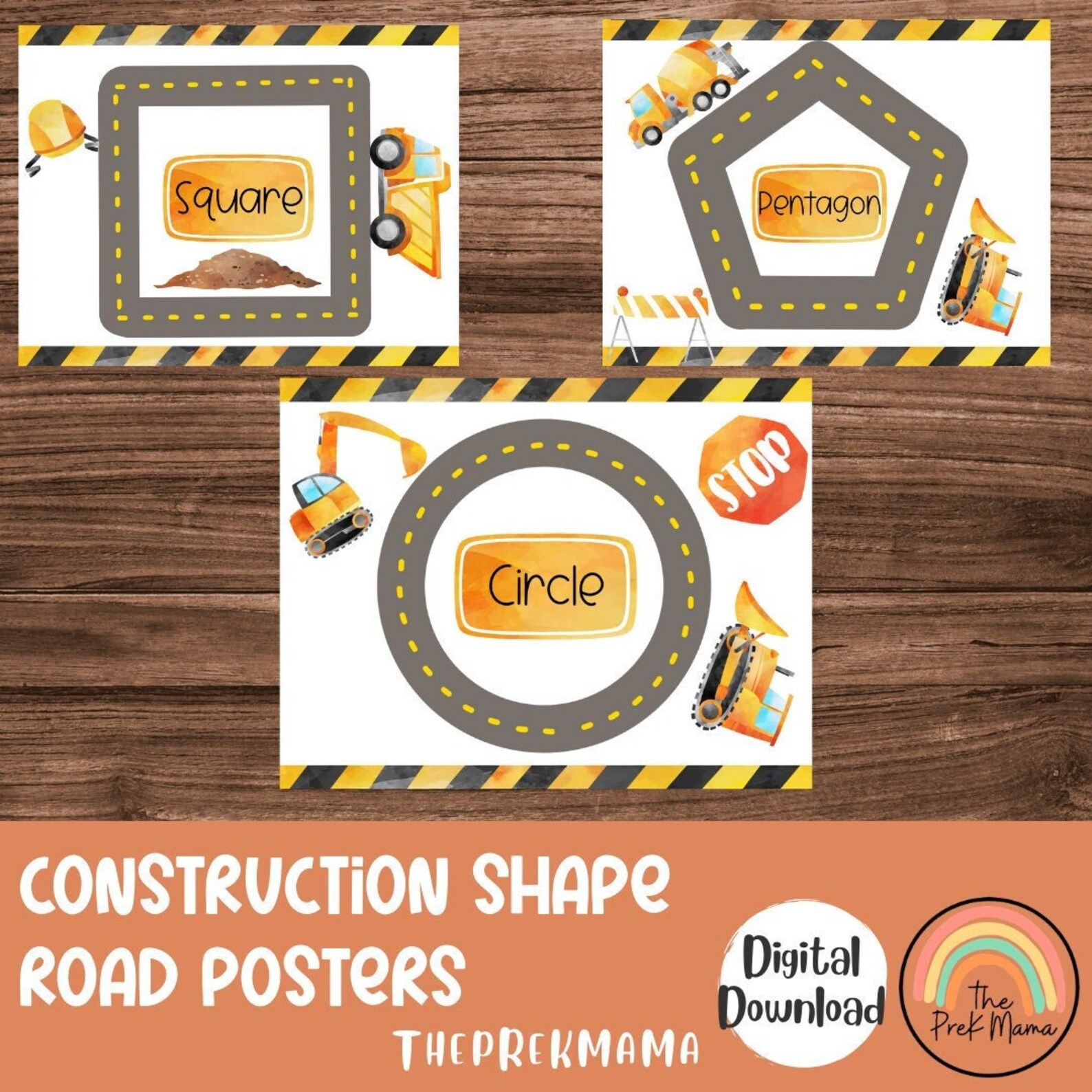 Construction Road Shape Posters Preschool Printables - Etsy