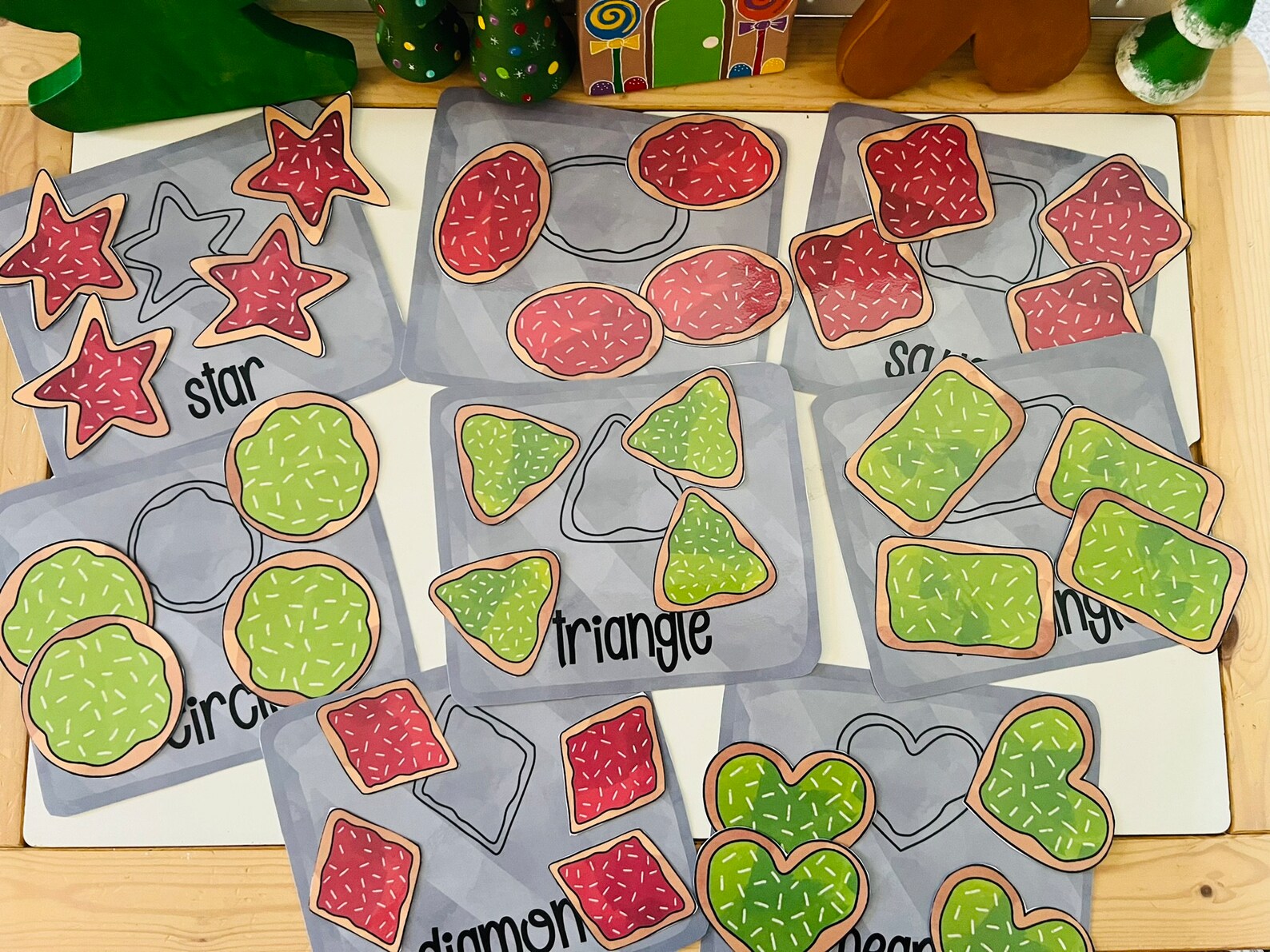 Christmas Cookie Shape Sort, Christmas Preschool Printable, Christmas ...