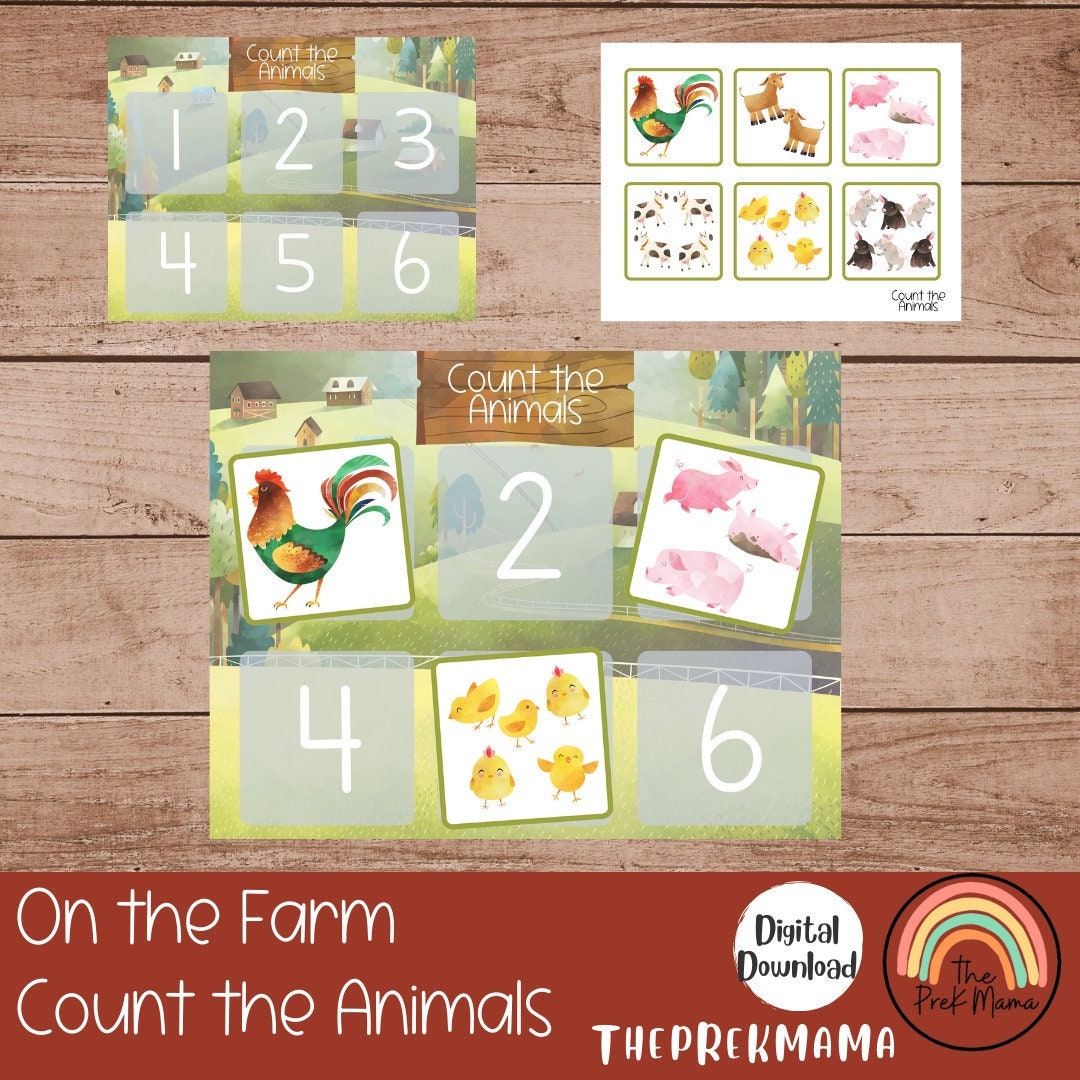 FARM Count the Animals Montessori Materials Preschool | Etsy