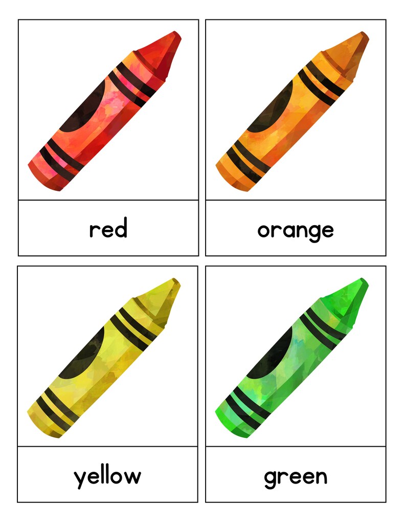 Montessori 3 Part Color Cards, Preschool Printable, Flashcards ...