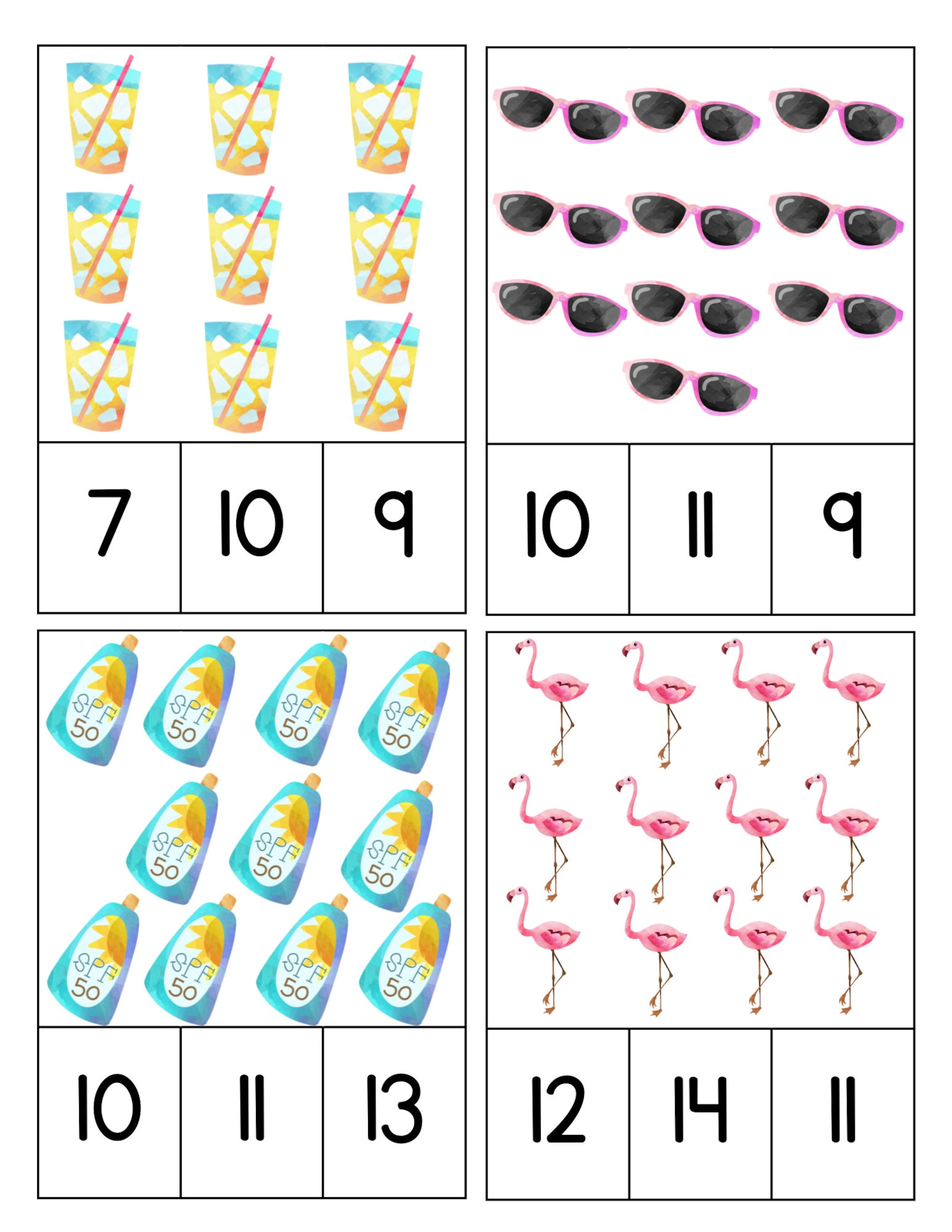 Summer Count and Clip Cards Preschool Printable Preschool | Etsy