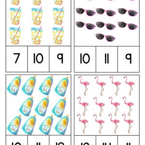 Summer Count and Clip Cards, Preschool Printable, Preschool Math ...